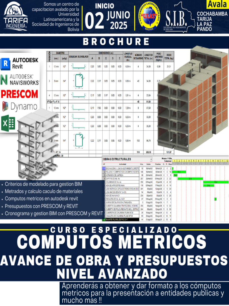 Computos Metricos, Avance de Obra y Presupuestos Nivel Avanzado | PDF | Autodesk Revit | Autodesk