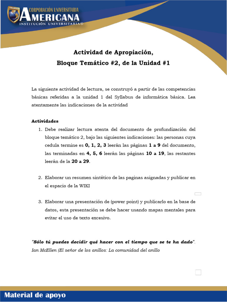 Guía de Estudiante para La Actividad de Apropiación Tema 2 Unidad 1archivo | PDF