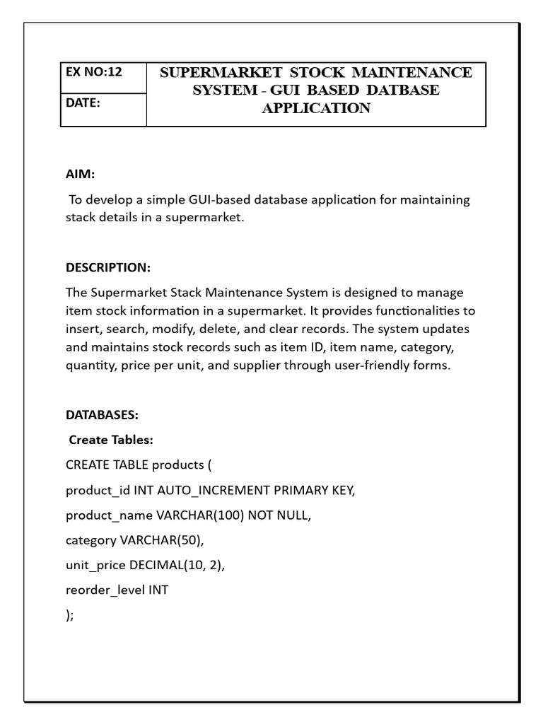 Supermarket Project-GUI Application | PDF | Computer Programming | Software