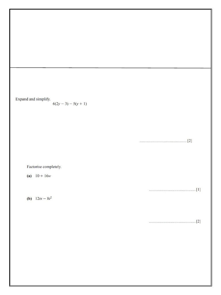 Yr 9 - Algebra-Ws | PDF