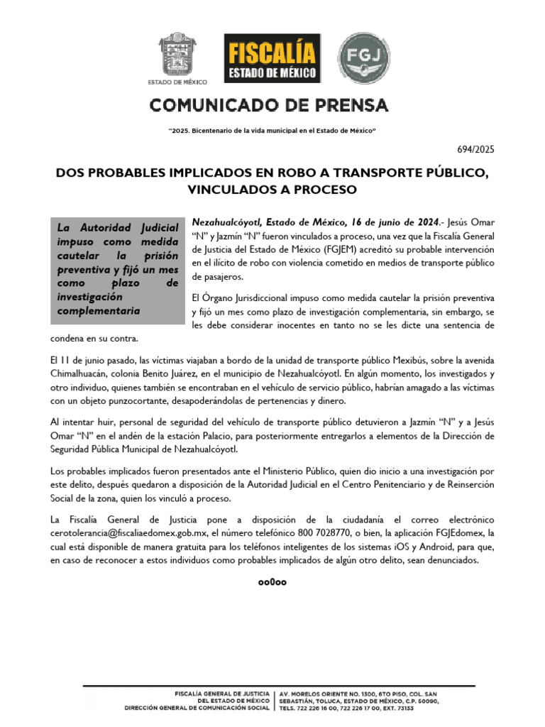 Comunicado 694 | PDF | Prisión | Justicia
