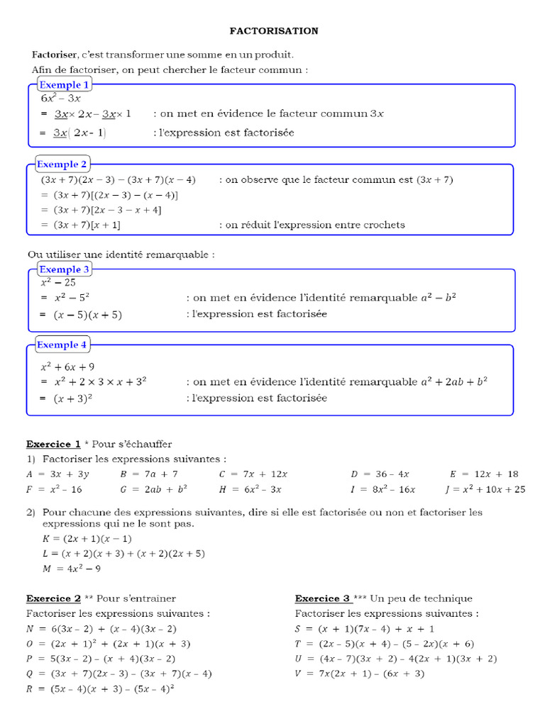 2 Factoriser | PDF