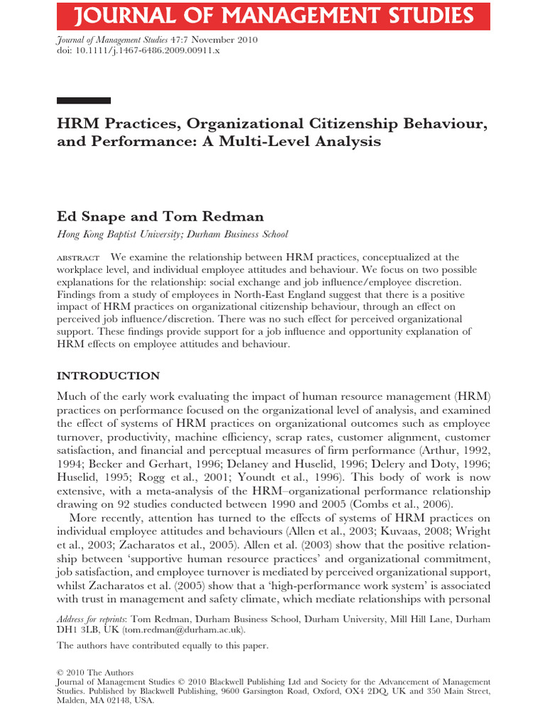 HRM Practices Organizational Citizenship | PDF | Human Resource Management | Employment