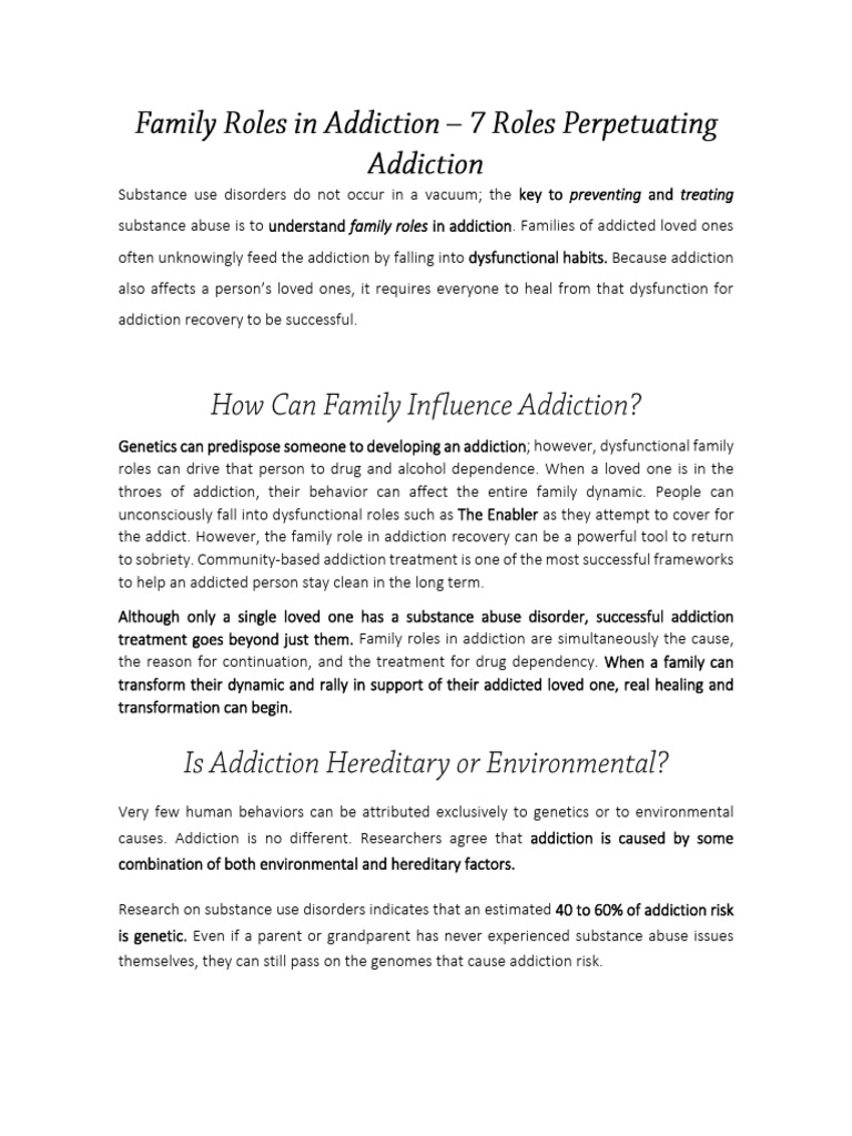 Family Roles in Addiction Dynamics | PDF | Substance Abuse | Adolescence