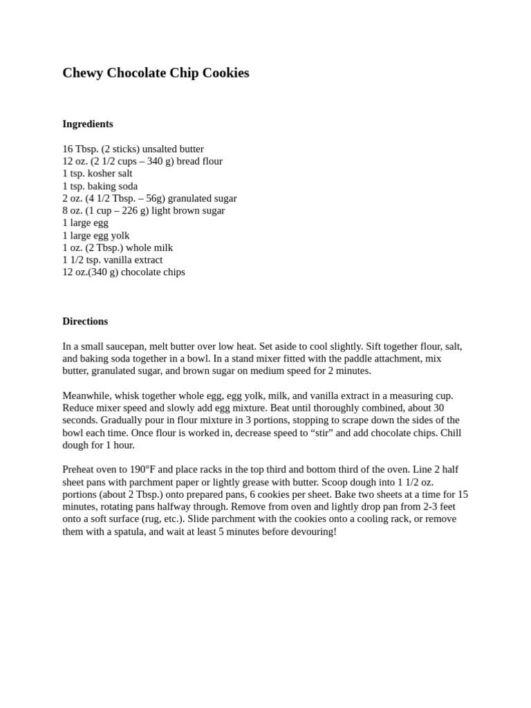 Terry's Chewy Chocolate Chip Cookies | PDF