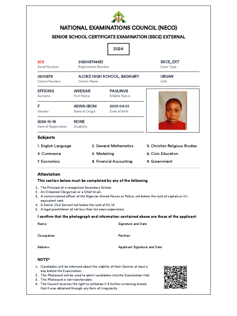 SSCE External Examination | PDF