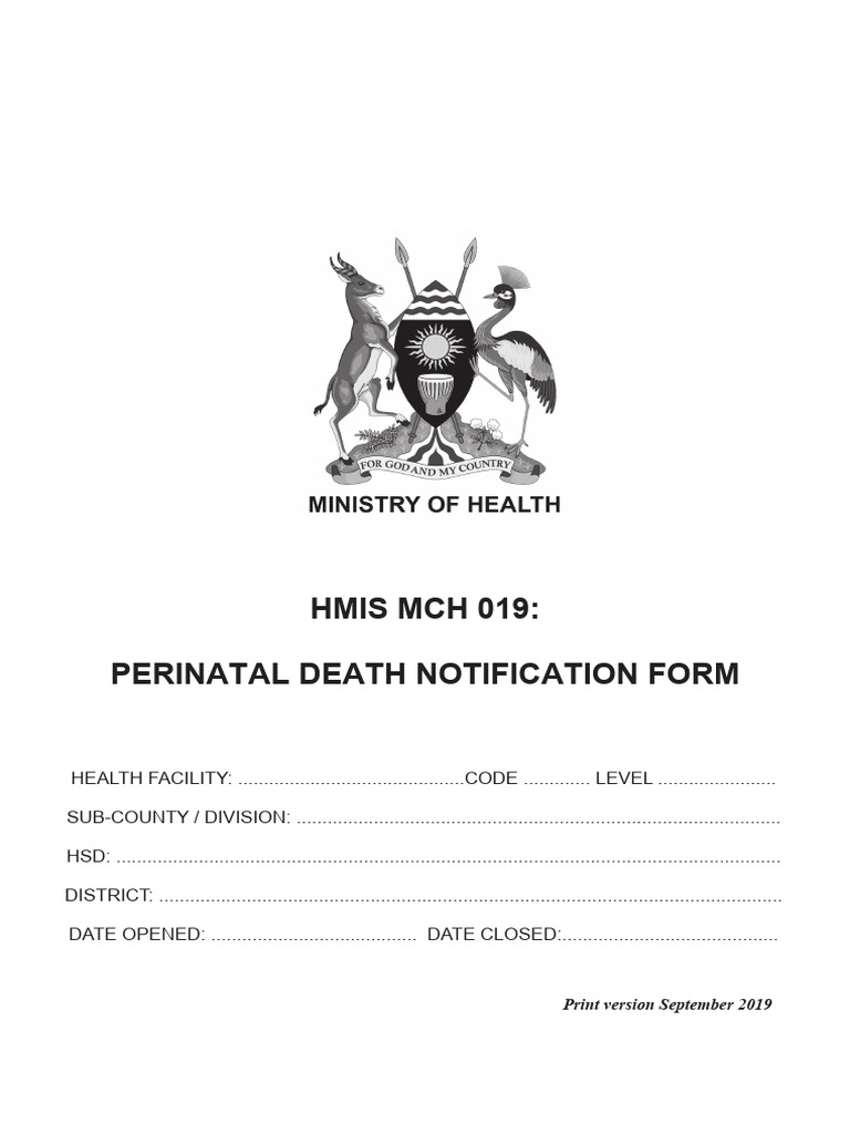 Hmis MCH 019 Perinatal Death Notification Form | PDF | Neonatology ...