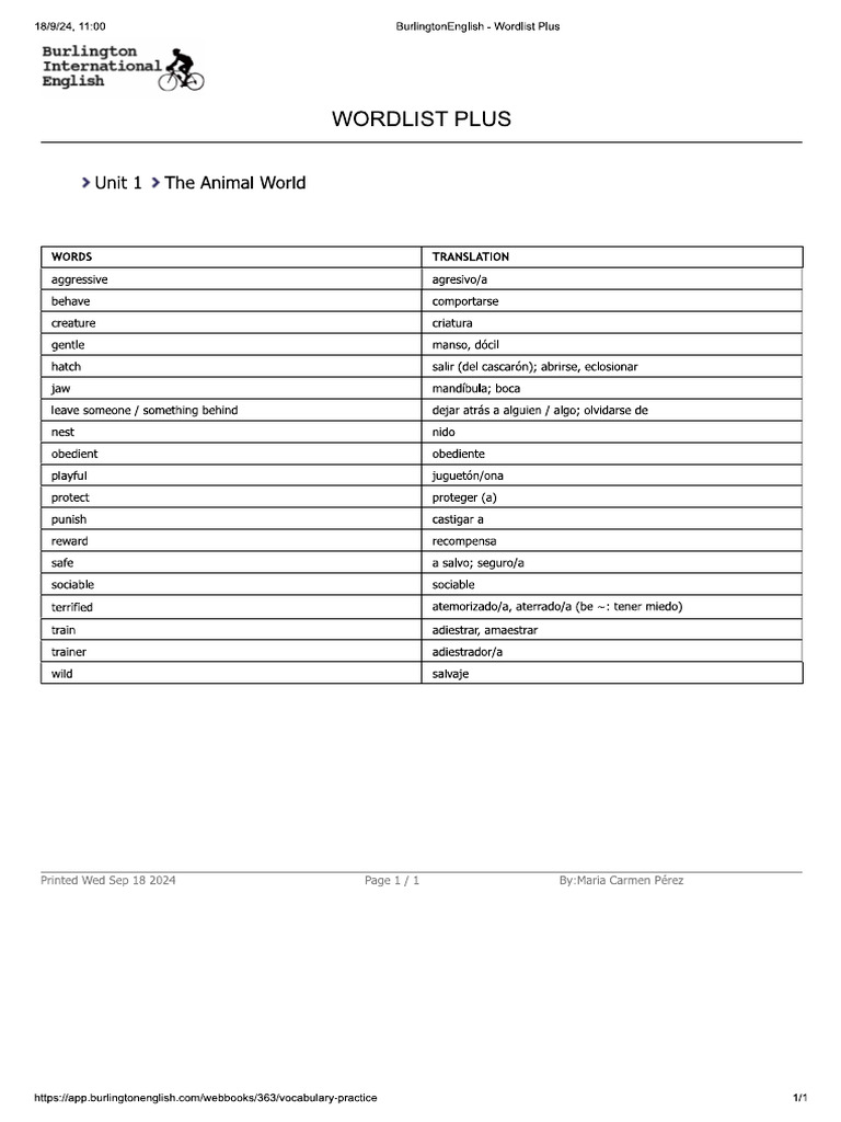 Vocabulary Unit 1 | PDF