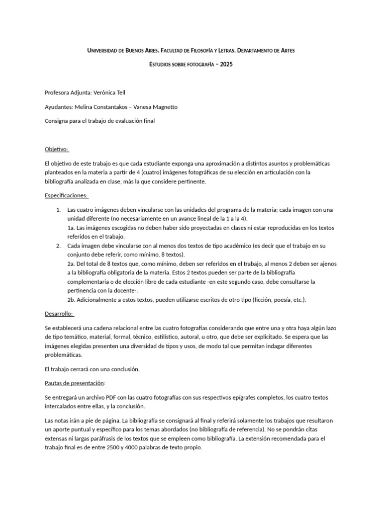 Consigna TP Final 2025 | PDF | Bibliografía