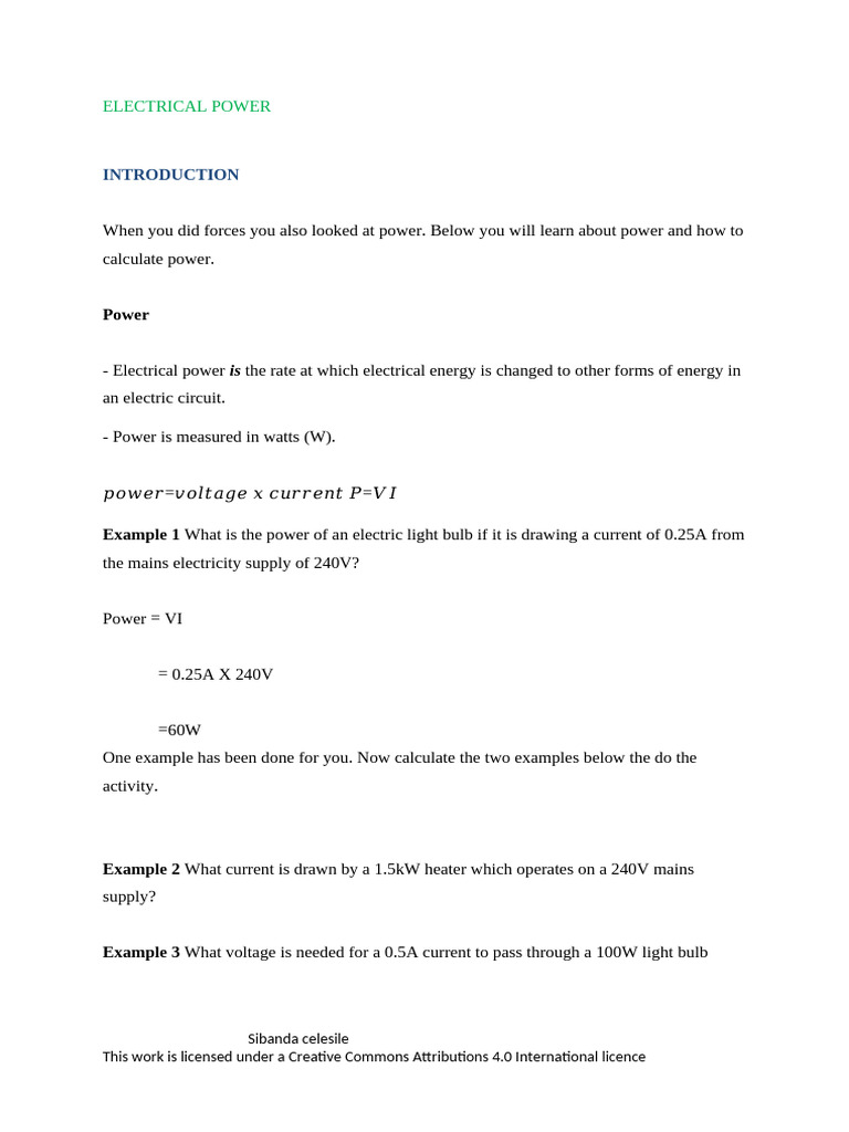 Physics - F 2 Electricity - Electrical Energy | PDF