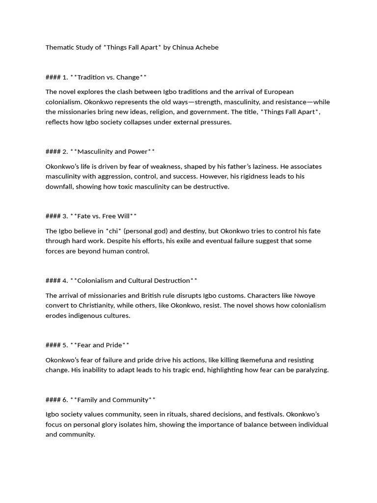 Thematic in Things Fall Apart | PDF
