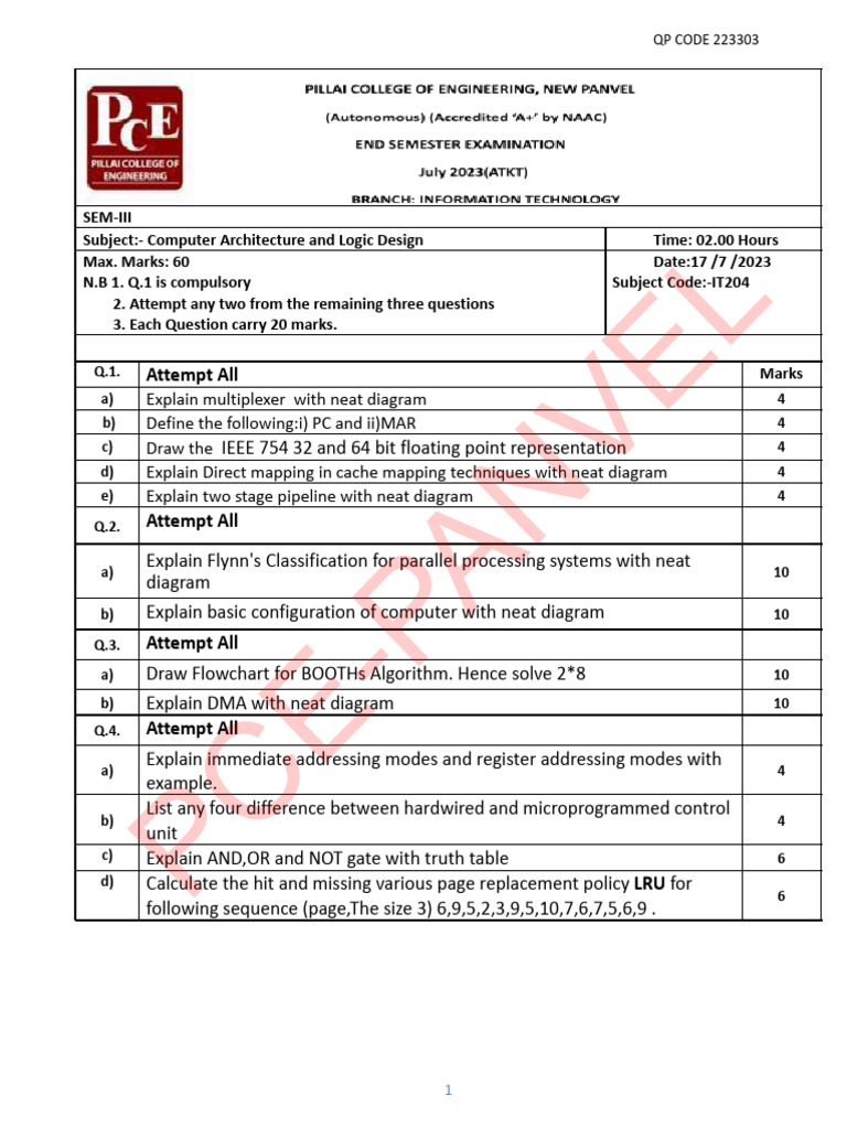 CALD ATKT 60 Marks Paper | PDF | Computer Programming | Computer Hardware