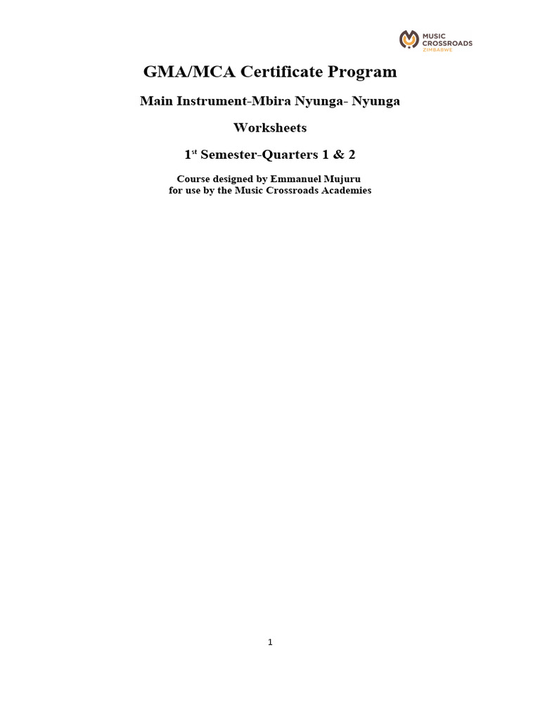 Mbira Nyunga-Nyunga Course Outline | PDF | Scale (Music) | Mode (Music)
