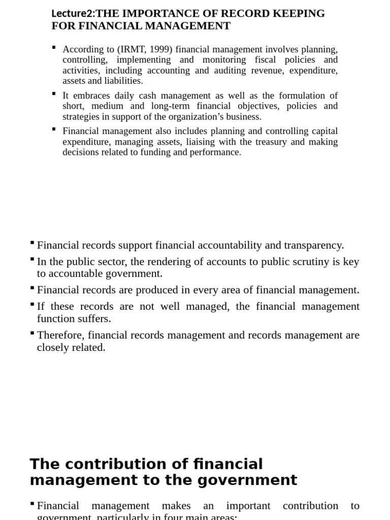 Lecture - 2 - Importance of Financial Records Management For Financial ...