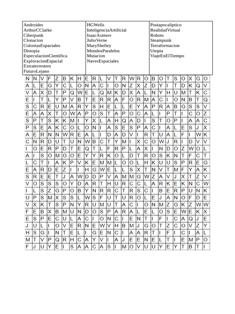 Ciencia Ficcion Sopa de Letras | PDF