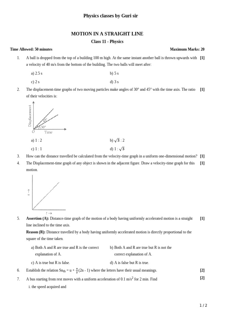 Motion in A Straight Line Physics Is Easy | PDF | Acceleration | Speed