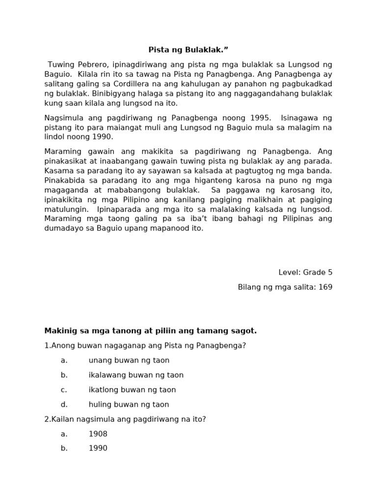 Pista NG Bulaklak | PDF