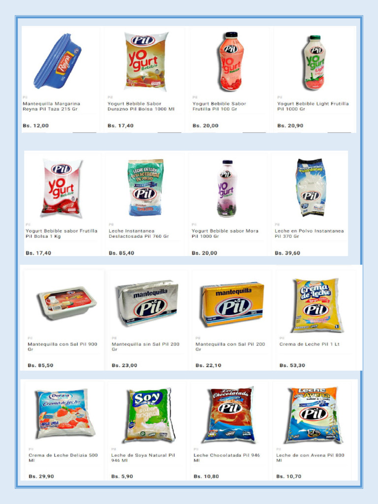 Catalogo de Productos de Pil S | PDF
