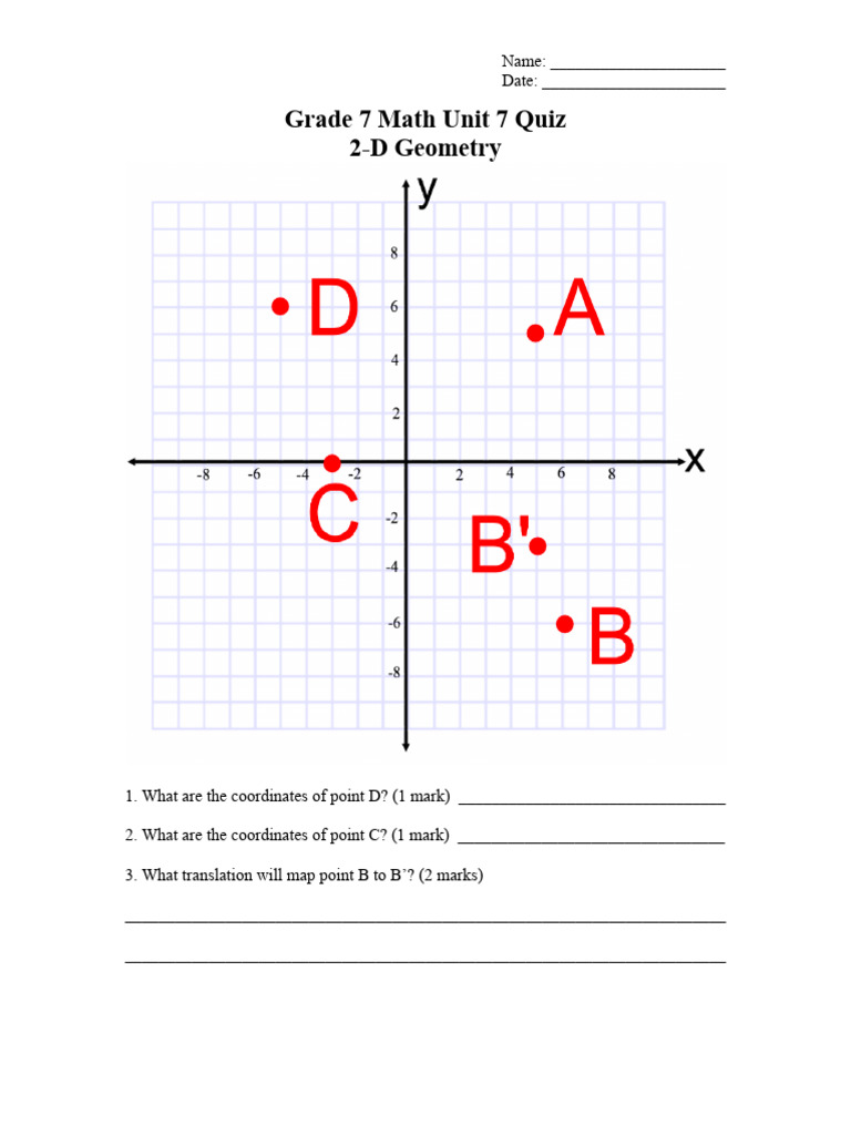 Grade 7 Math Unit 7 Quiz | PDF