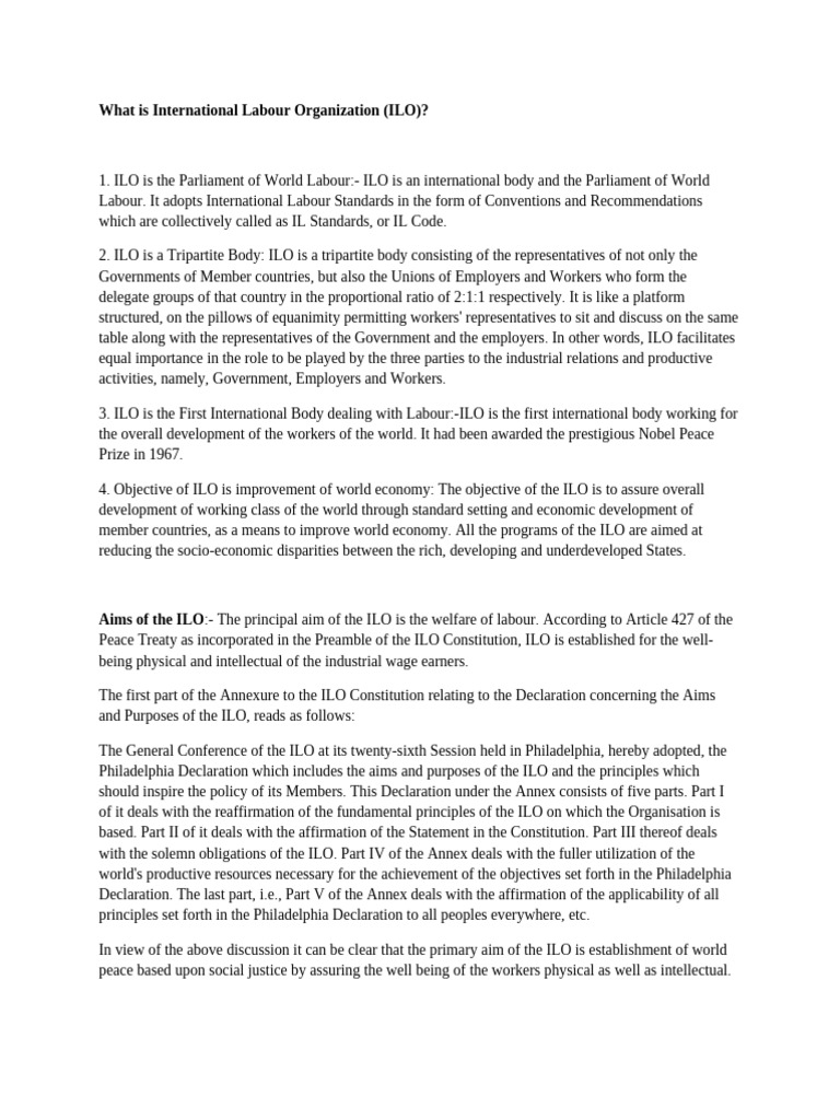 Overview of the International Labour Organization | PDF | International ...