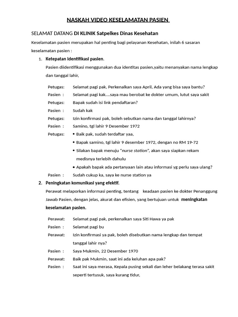 Draft Naskah Video Klinik | PDF
