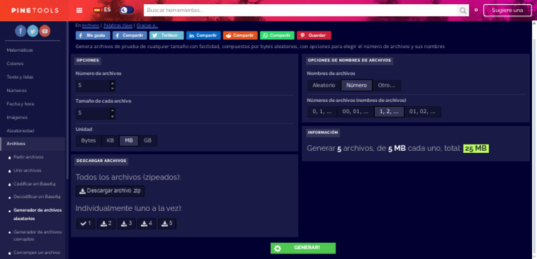 Generador de Archivos Aleatorios Online | PDF