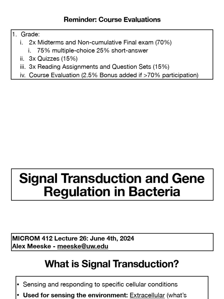 Lecture 26 Signal Transduction 2025 | PDF | Operon | Gene
