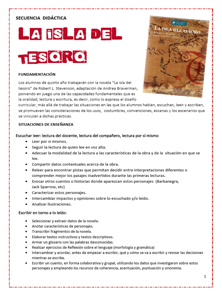 Secuencia Didáctica La Isla Del Tesoro 5to 2025 | PDF | Piratería | Verbo