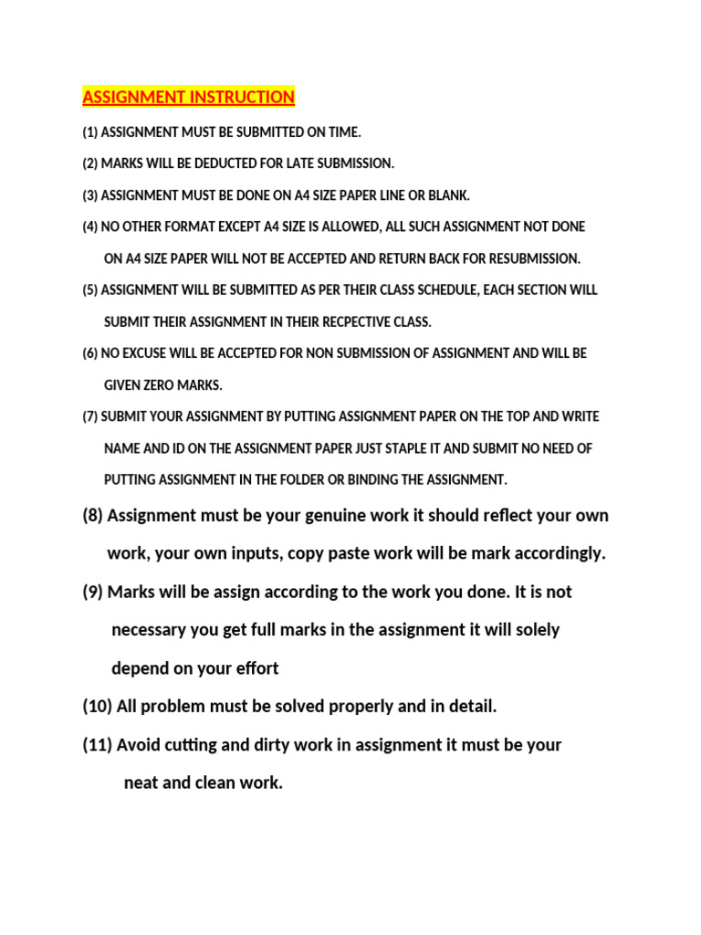 Assignment Instruction | PDF