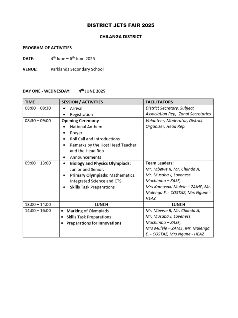 Program For District Fair 2025 Edited | PDF