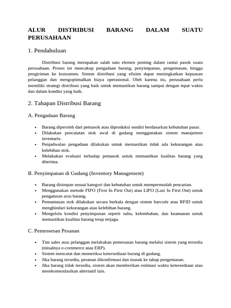Alur Distribusi Barang Dalam Suatu Perusahaan | PDF