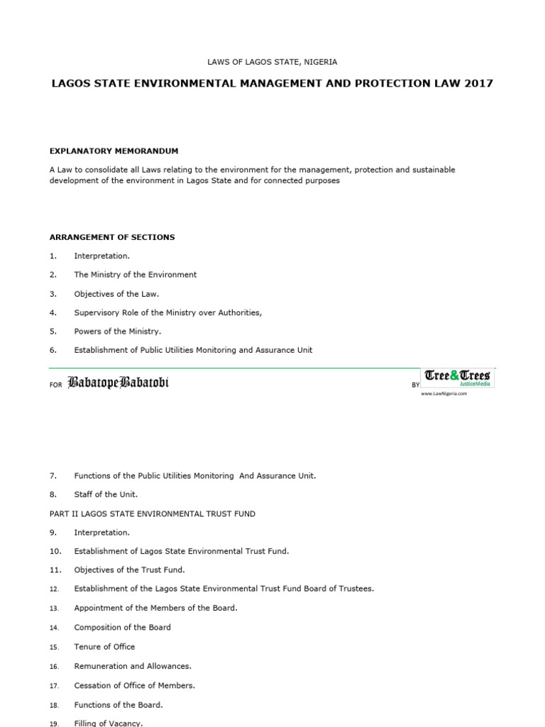 Lagos State Environmental Law 2017 | PDF | Environmental Protection | Waste