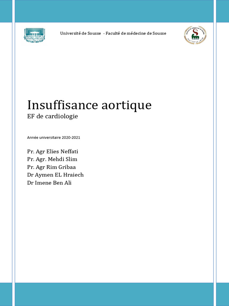Insuffisance aortique : Mécanismes et causes | PDF | Médecine ...
