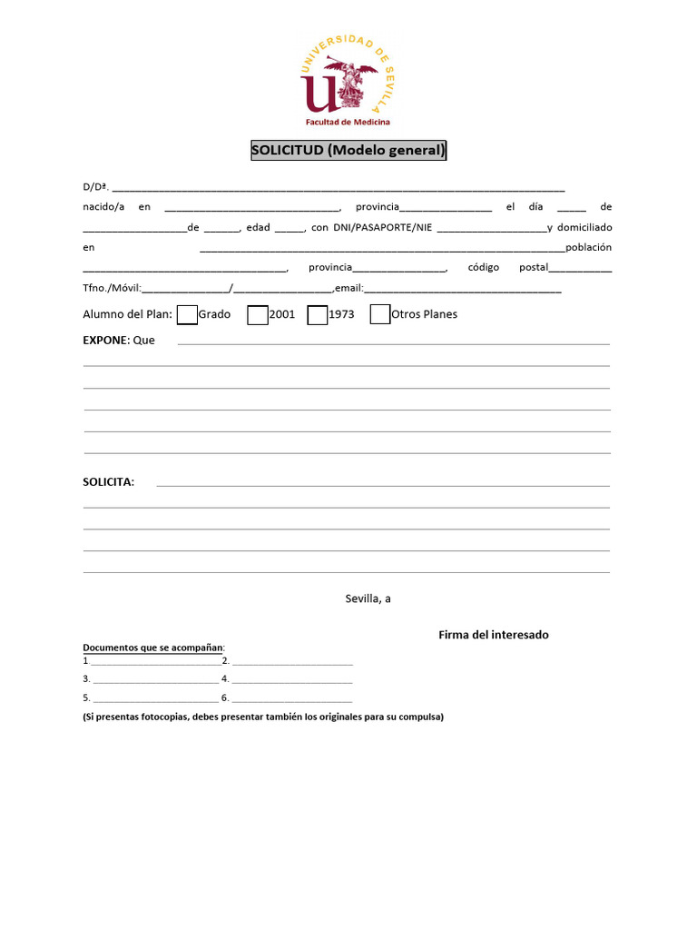 Solicitud - Modelo - General (1) (1) - 0 | PDF