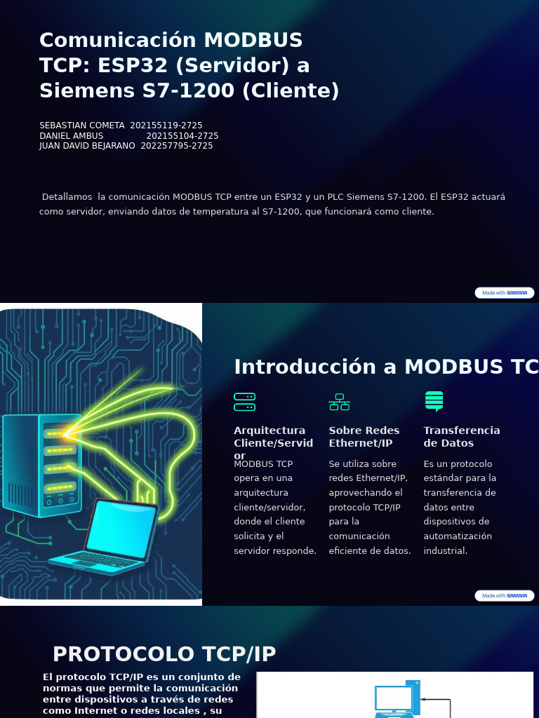 Comunicacion MODBUS TCP ESP32 Servidor A Siemens S7 1200 Cliente | PDF ...