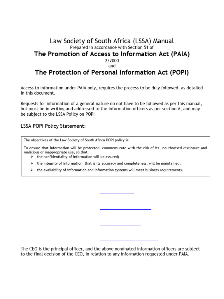 LSSA Manual On Access To Information Act Revised | PDF | Image | Justice