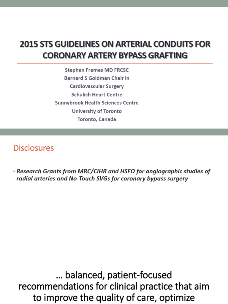 2015 STS Guidelines On Arterial Conduits For | PDF | Coronary Artery ...