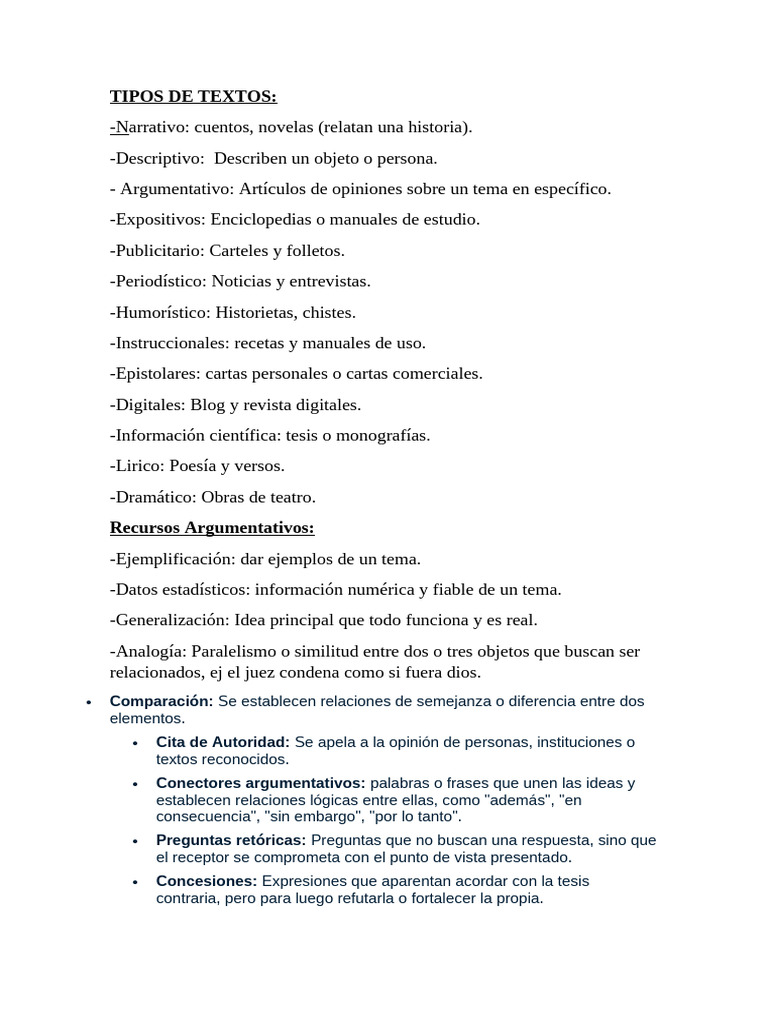 Tipos de Textos y Recursos Argumentativos | PDF | Comunicación humana