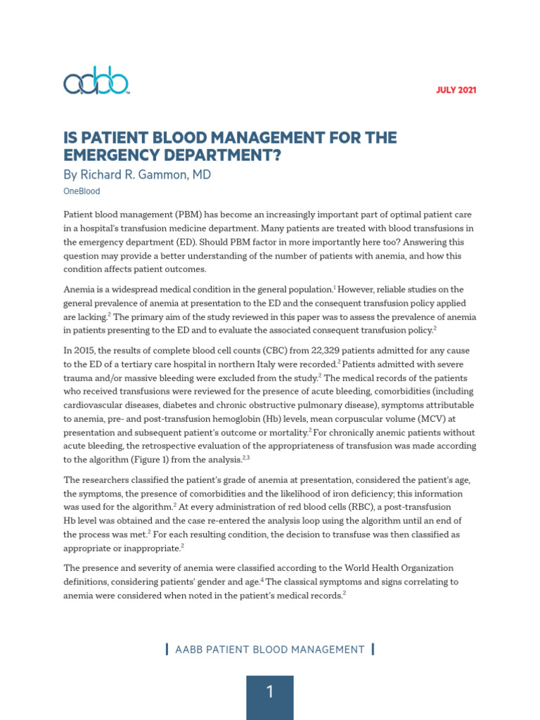 Anemia Prevalence in Emergency Patients | PDF | Anemia | Blood Transfusion