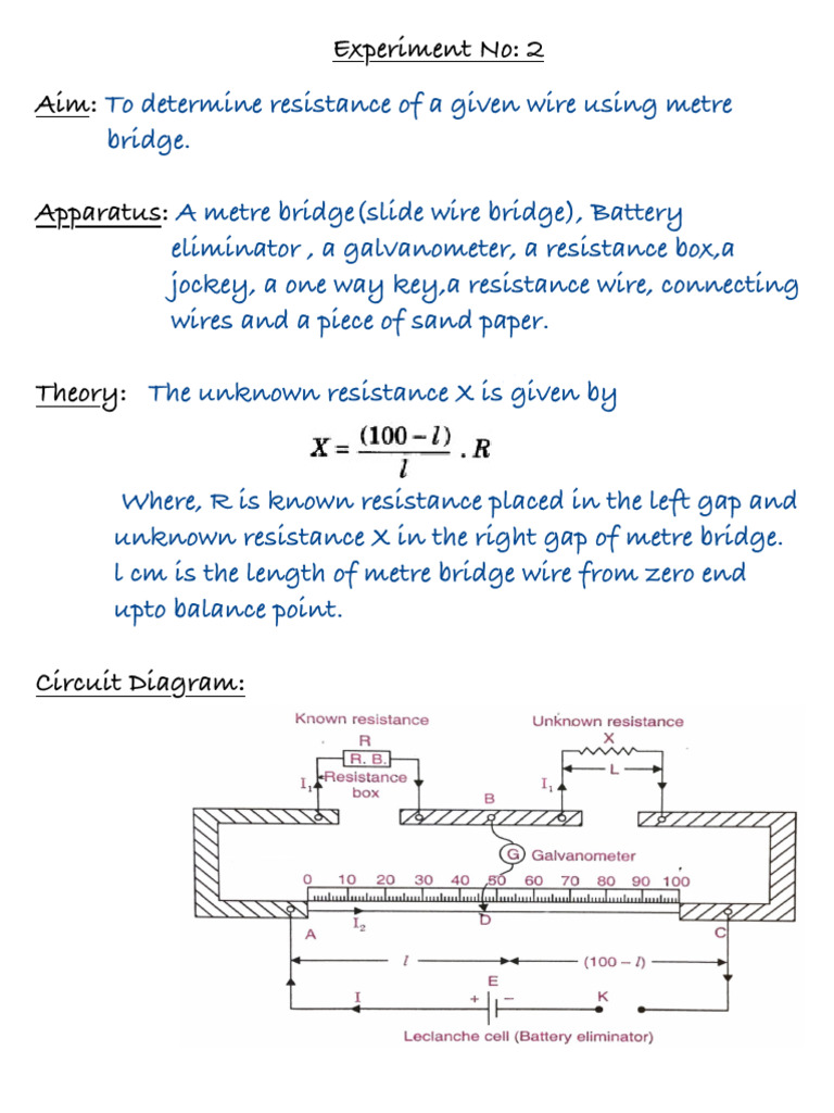 ClassXII-Ex 2 Metre Bridge | PDF