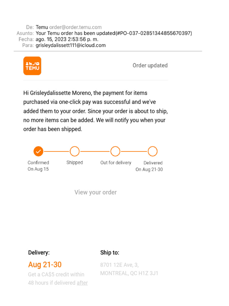 Your Temu Order Has Been Updated (#PO-037-02851344855670397) | PDF