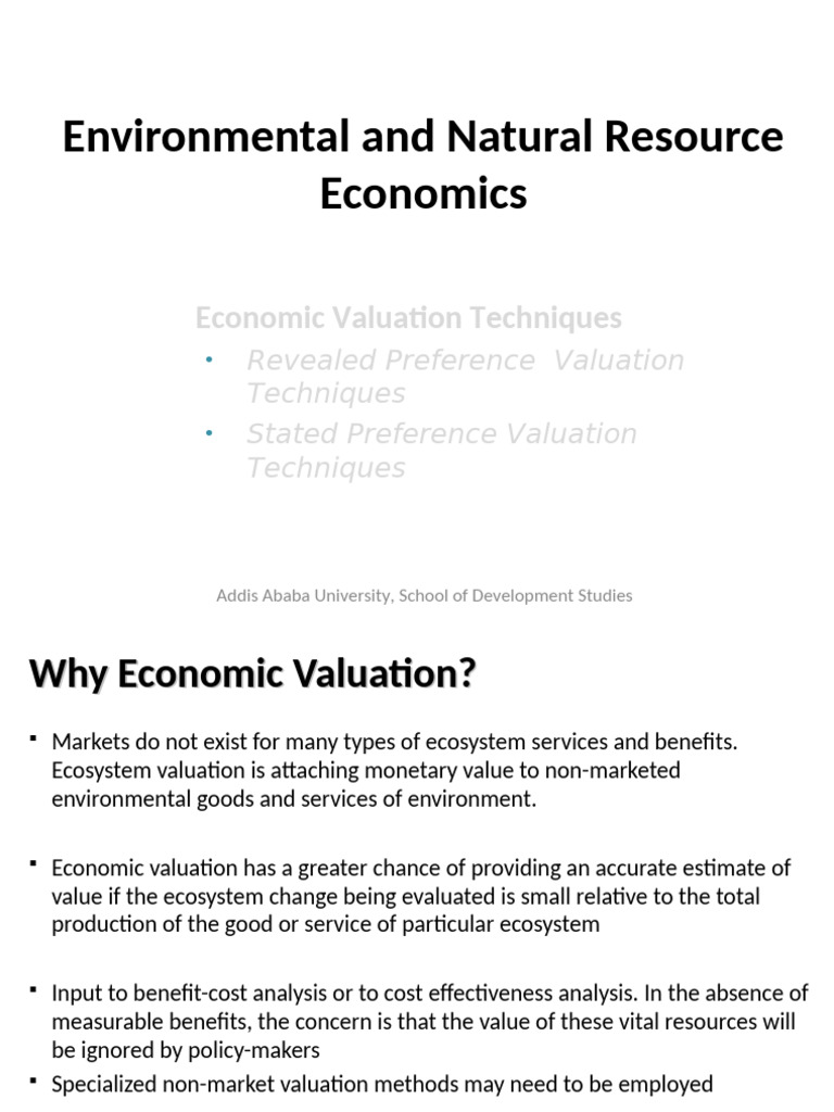 Lecture 7 - Economic Valuation Techniques | PDF | Valuation (Finance ...