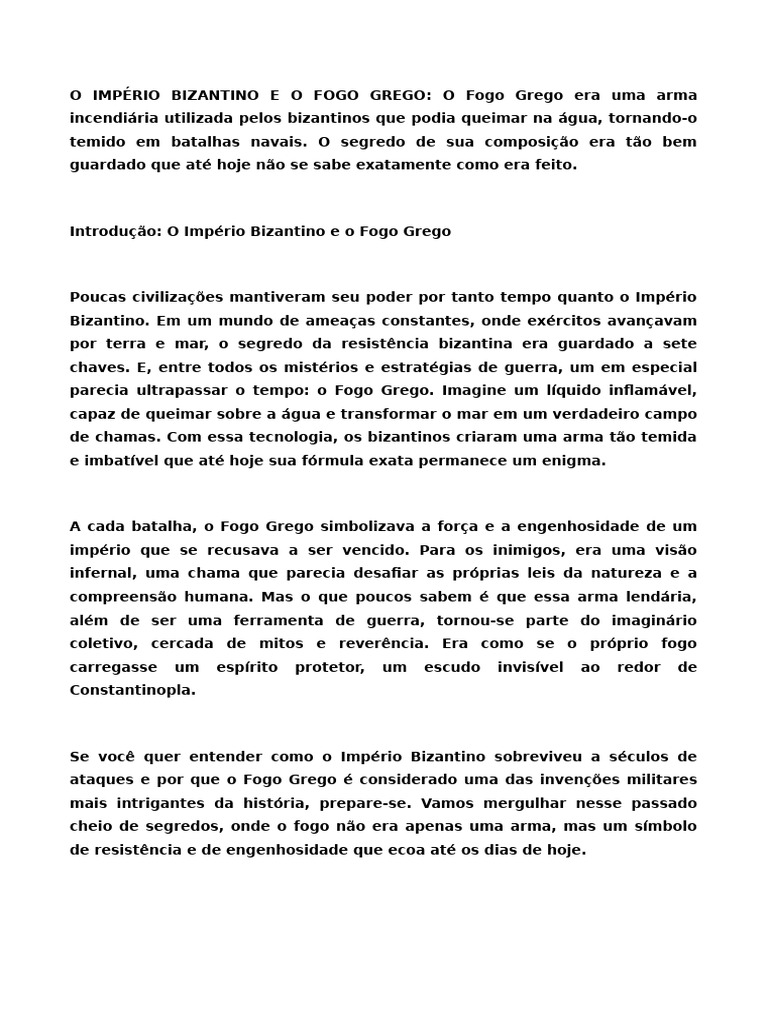 O Império Bizantino e o Fogo Grego | PDF | Império Bizantino | Invasão