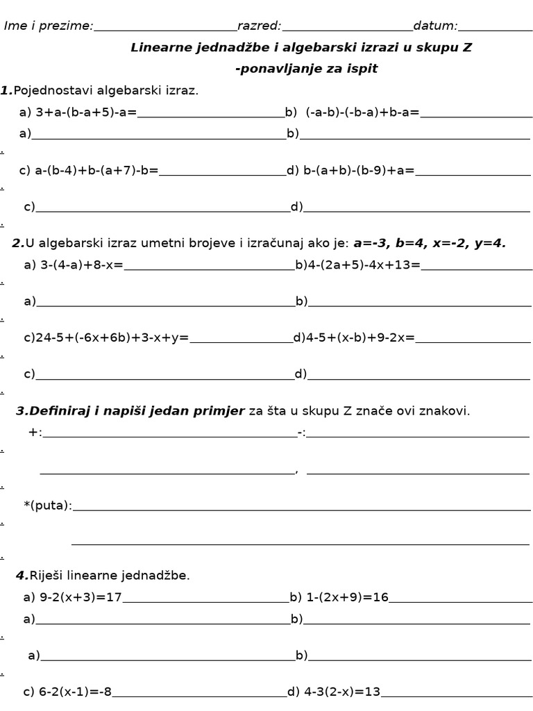 Ponavljanje Za Ispit | PDF