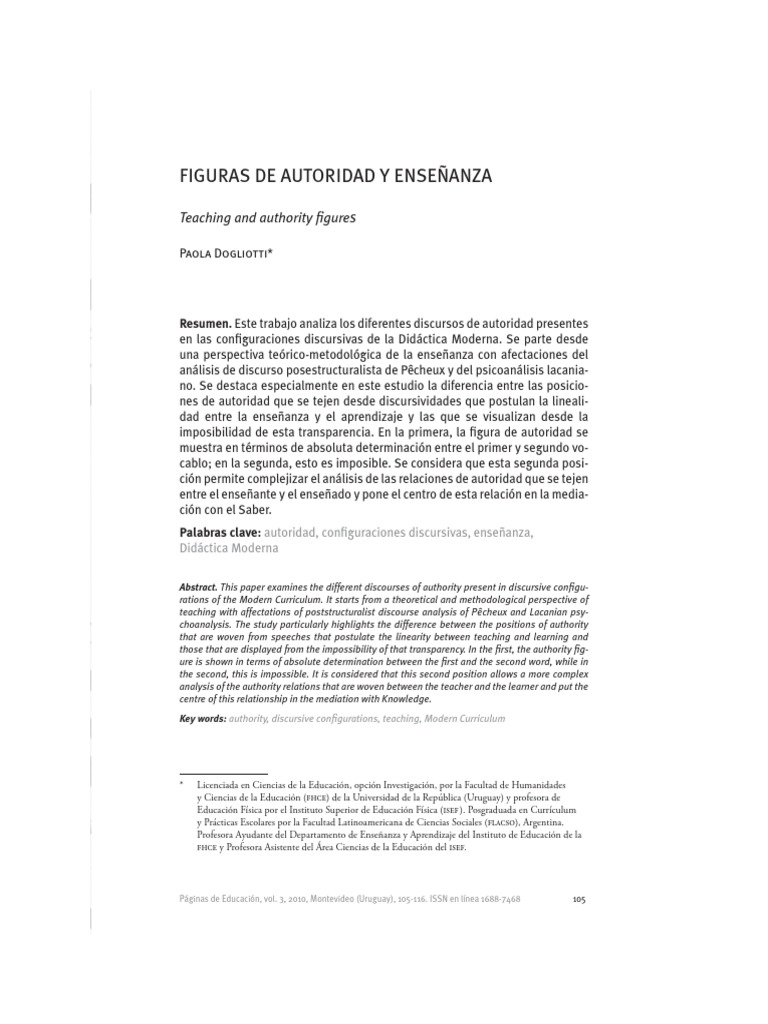 Dogliotti, Figuras de Autoridad y Enseñanza | PDF | Plan de estudios ...