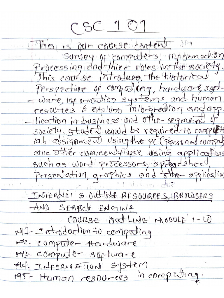CSC 101 Note | PDF