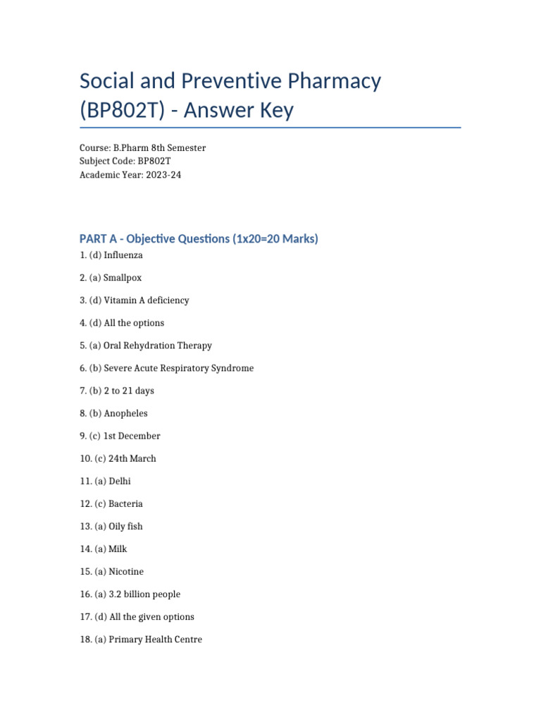 BPharm BP802T Answers | PDF