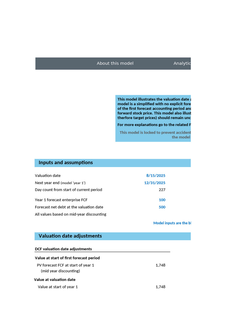 DCF Valuation Date and Cash Flow Timing Adjustments The Footnotes ...