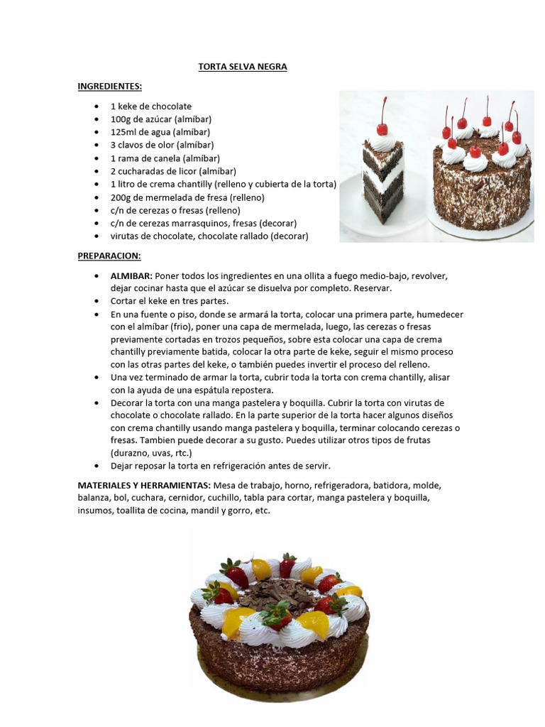 Torta Selva Negra Peruana Receta | PDF