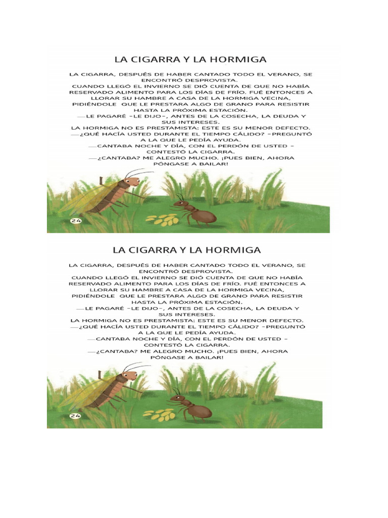 Fabula La Cigarra y La Hormiga | PDF
